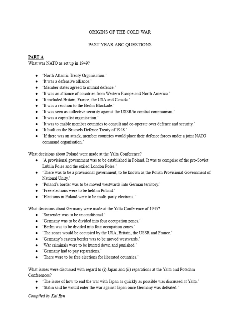 ORIGINS OF THE CW (Past-Paper Qs Only) | PDF