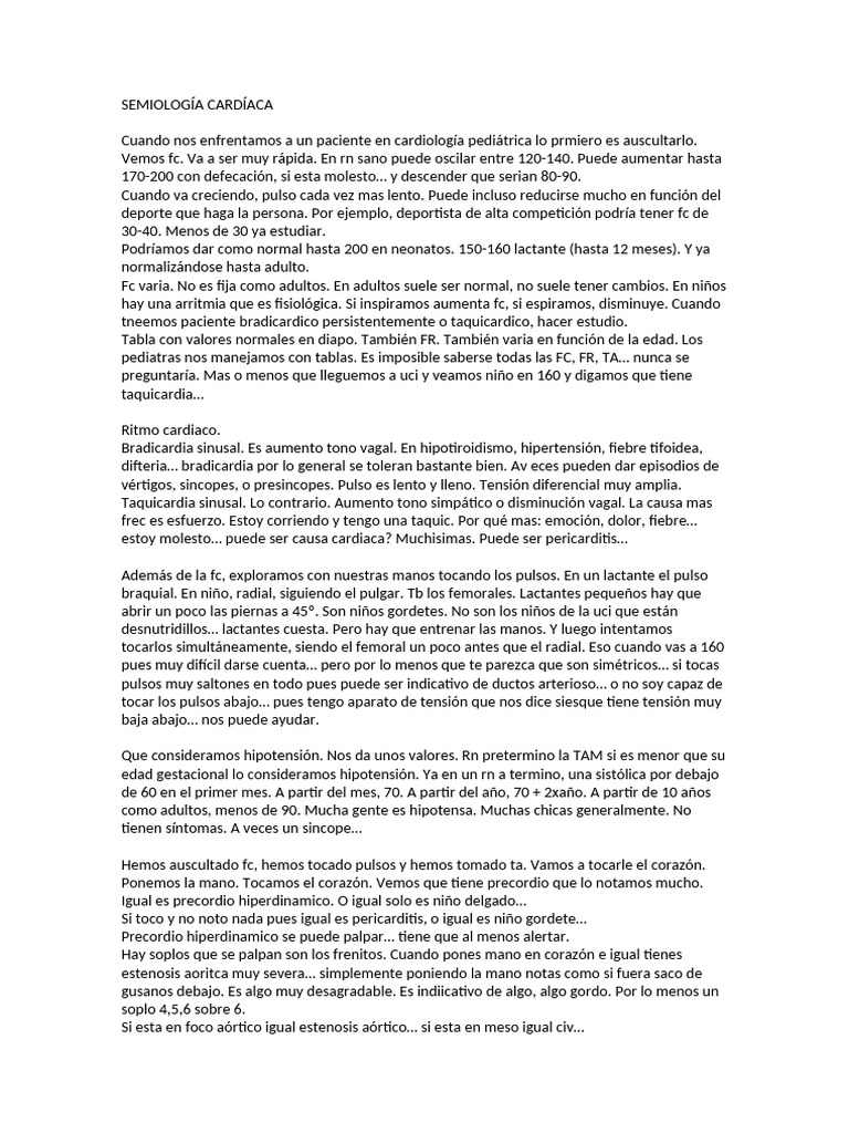 Semiología Cardíaca + Ek + Síncope y TSV | PDF