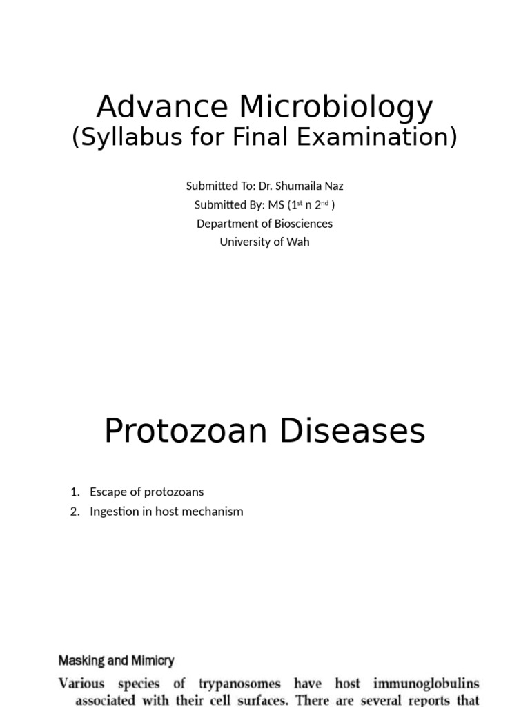 Advance Microbiology (Course 4 Final) | PDF
