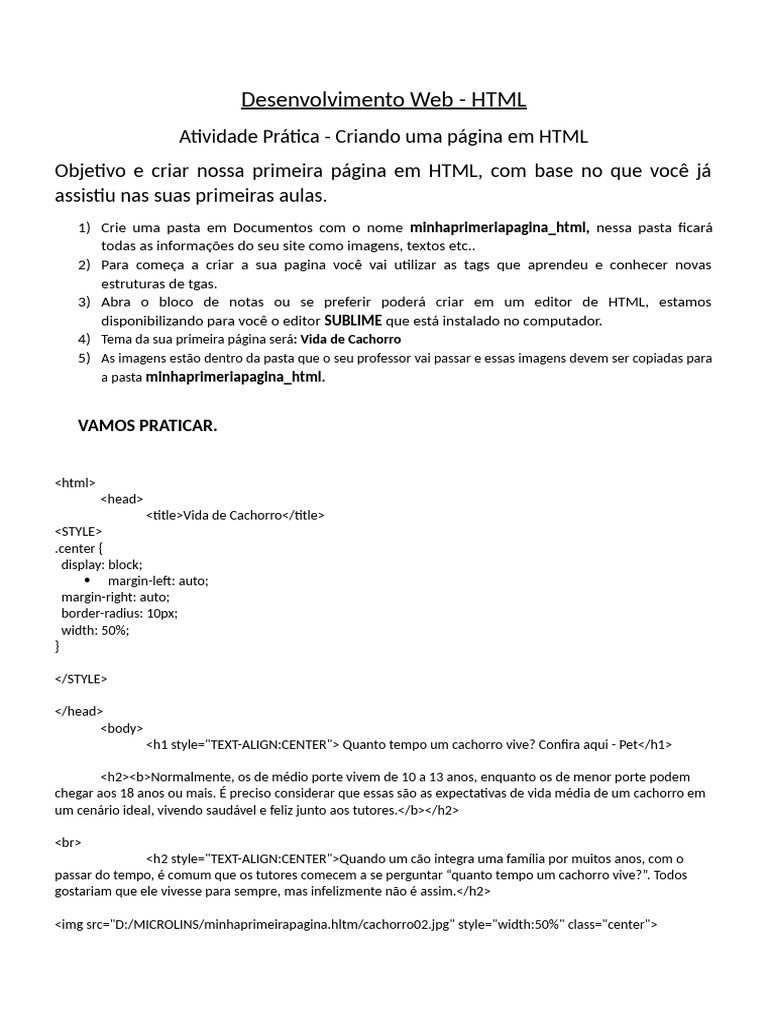 HTML Do Exercício | PDF