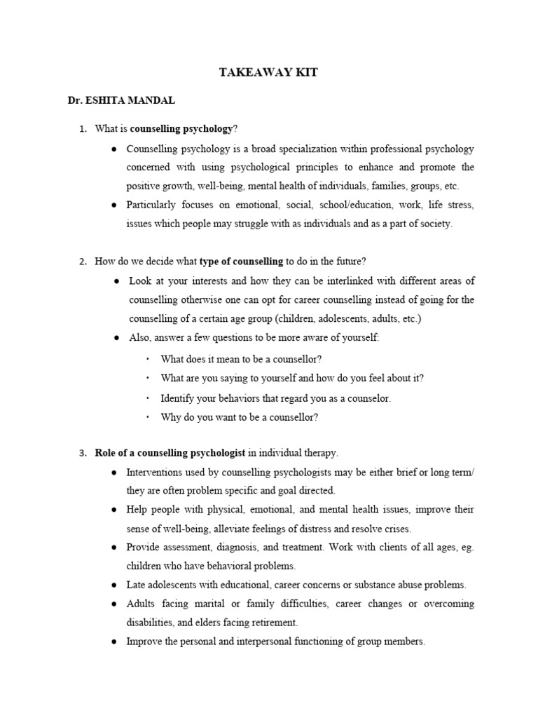 Counselling Webinar Takeaway Kit | PDF