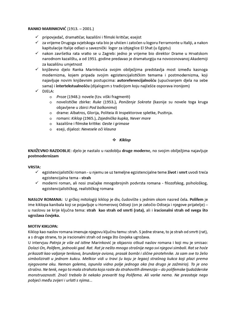 Marinković, Kiklop | PDF