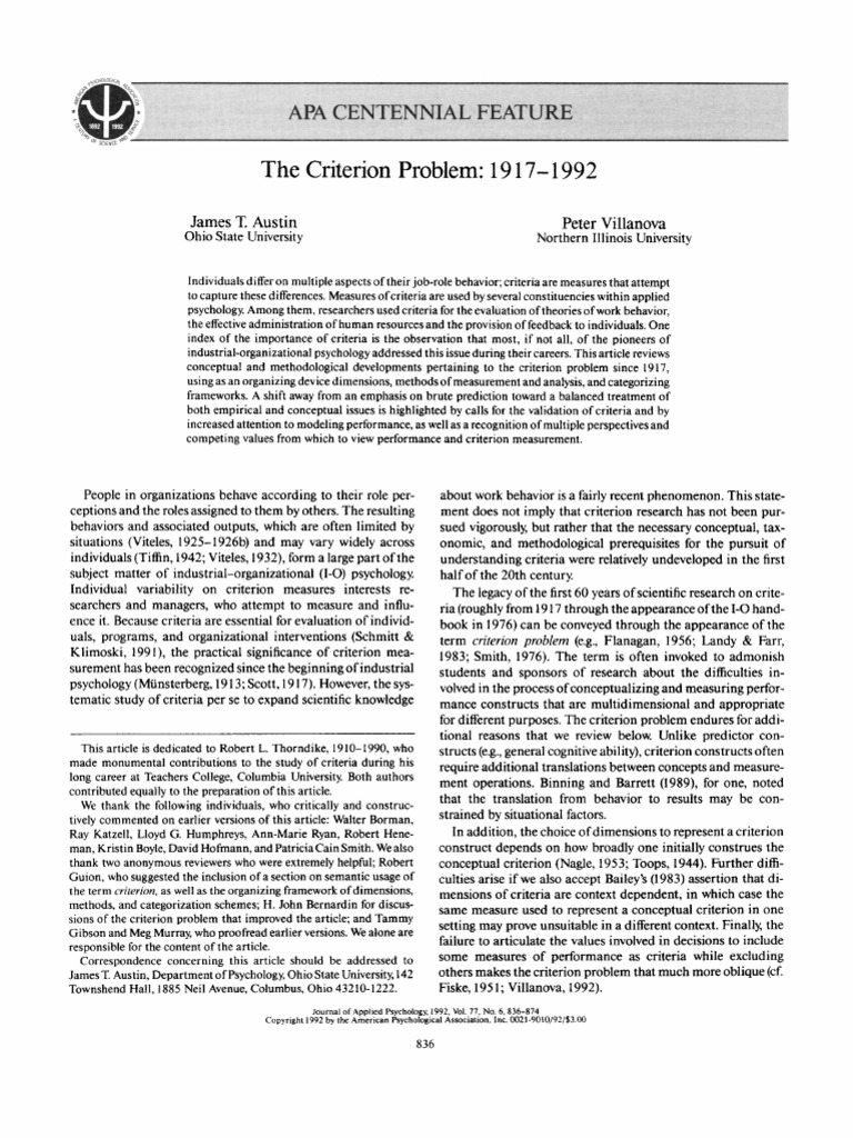 Criterion Problem | PDF