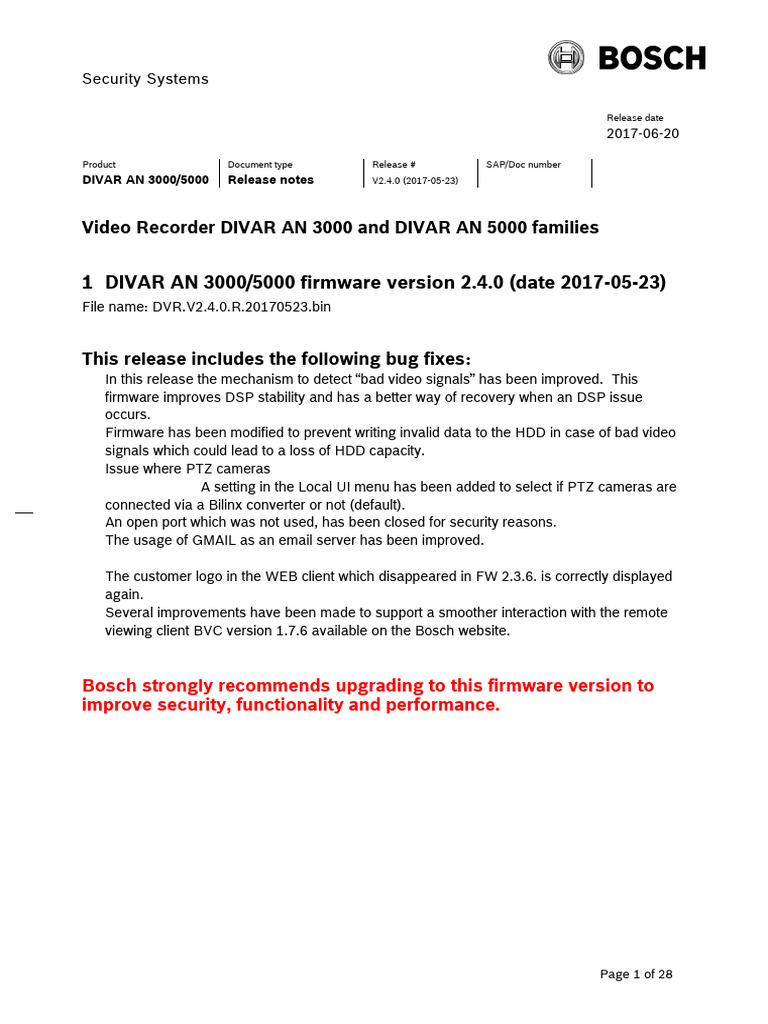 DIVAR AN 3000/5000 Firmware Update | PDF | Digital Video Recorder ...