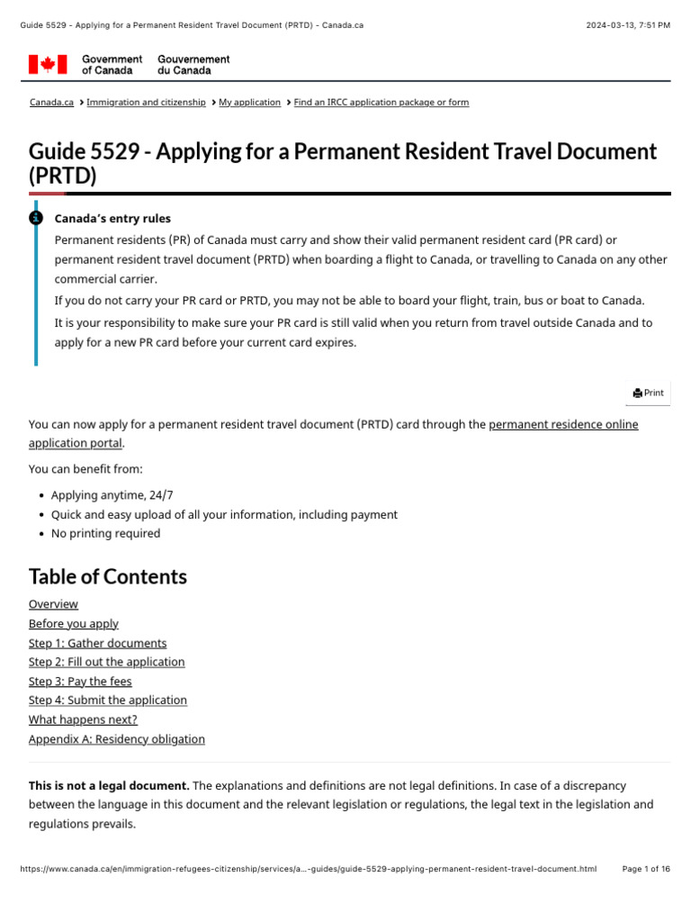 Guide 5529 - Applying For A Permanent Resident Travel Document (PRTD ...