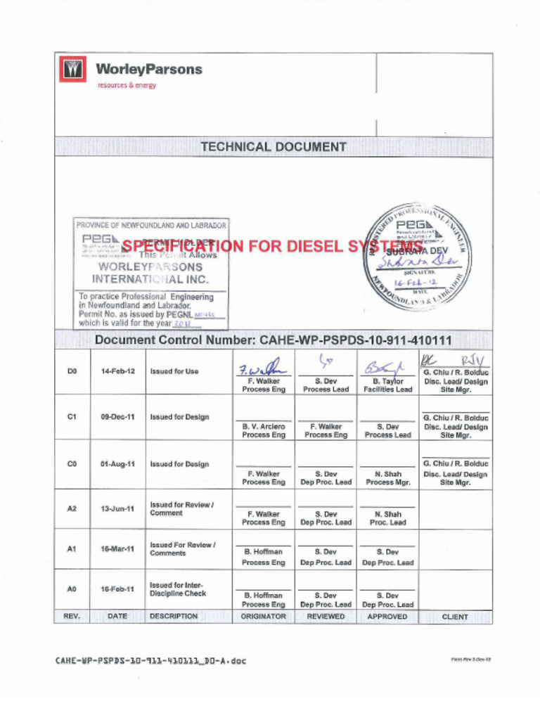 Specification For Diesel Systems | PDF