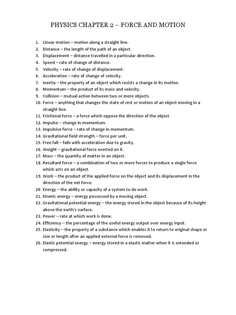 Physics Chapter 2 - Force and Motion | PDF | Science & Mathematics