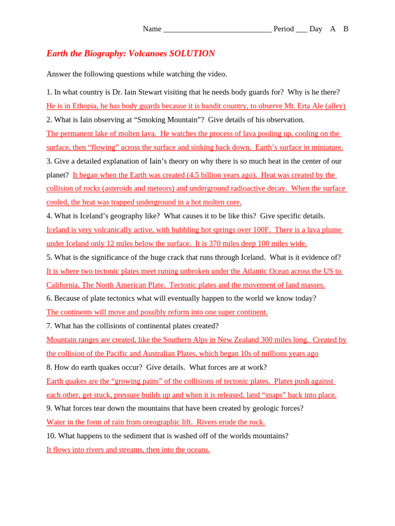 Earth The Biography-Volcanoes SOLUTION | PDF | Volcano | Earth