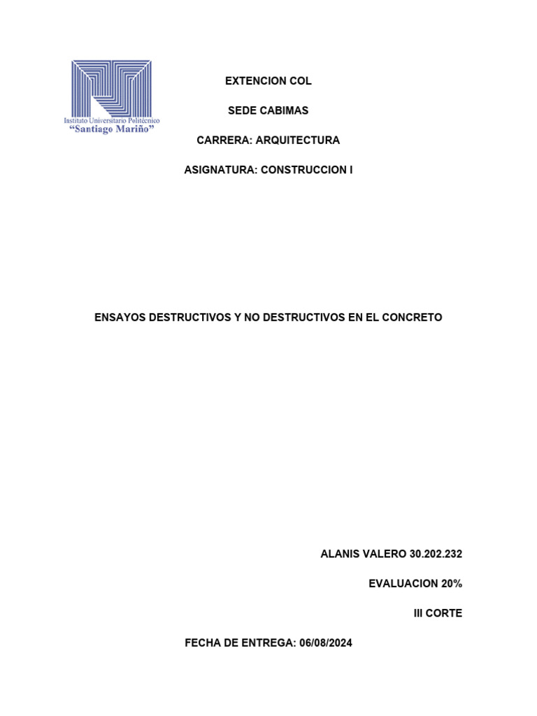 Ensayos Destructivos y No Destructivos en El Concreto | PDF