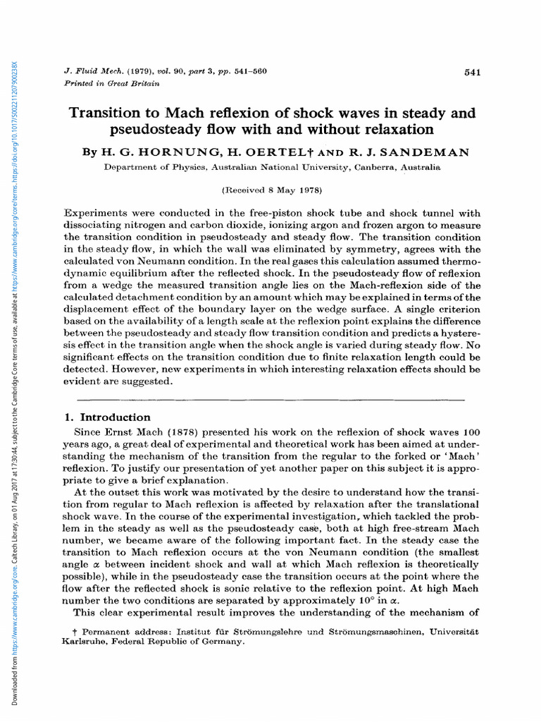 Transition To Mach Reflexion of Shock Waves in Steady and Pseudosteady Flow With and Without ...