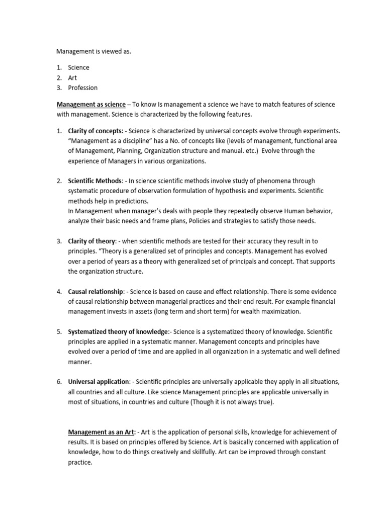 Management Is Science Art or Profession. | PDF