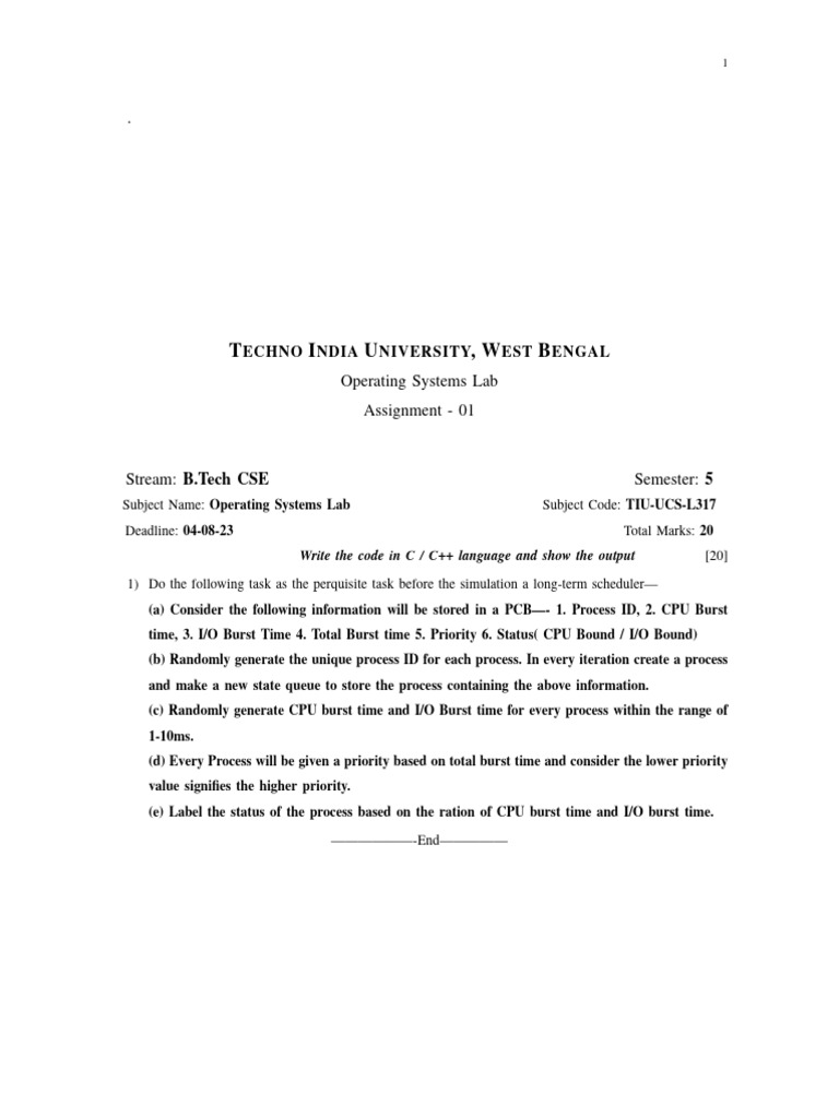 OS - Assignments (1) - 1 | PDF