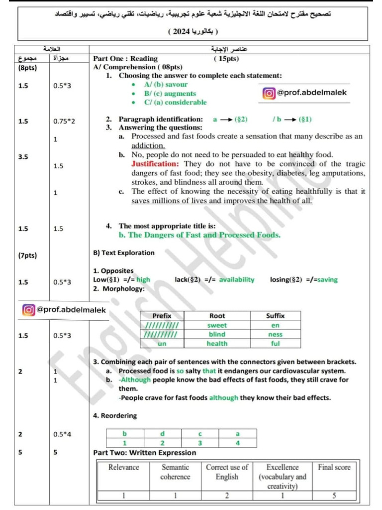 Corr Bac SC English 2024 | PDF