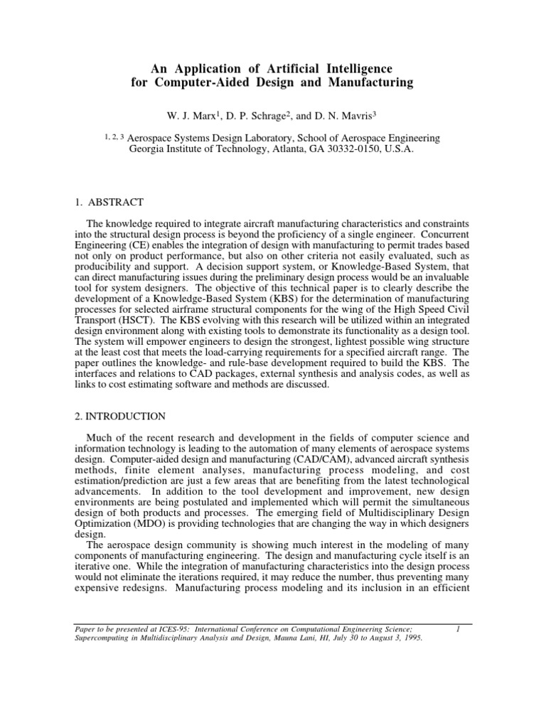 An Application of Artificial Intelligence For Computer-Aided Design and ...