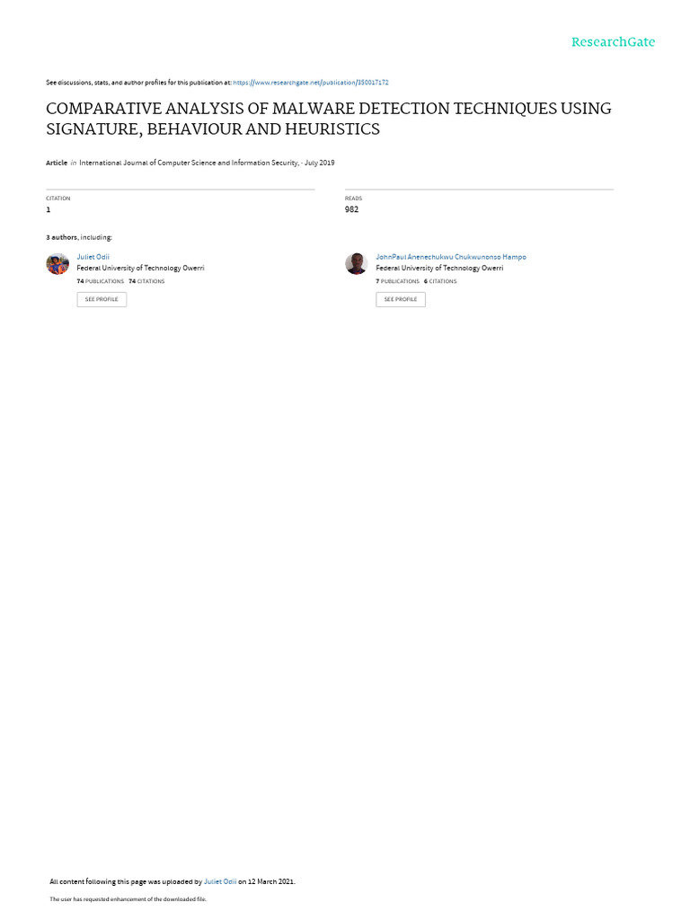 32-Comparative Analysis of Malware Detectio | PDF