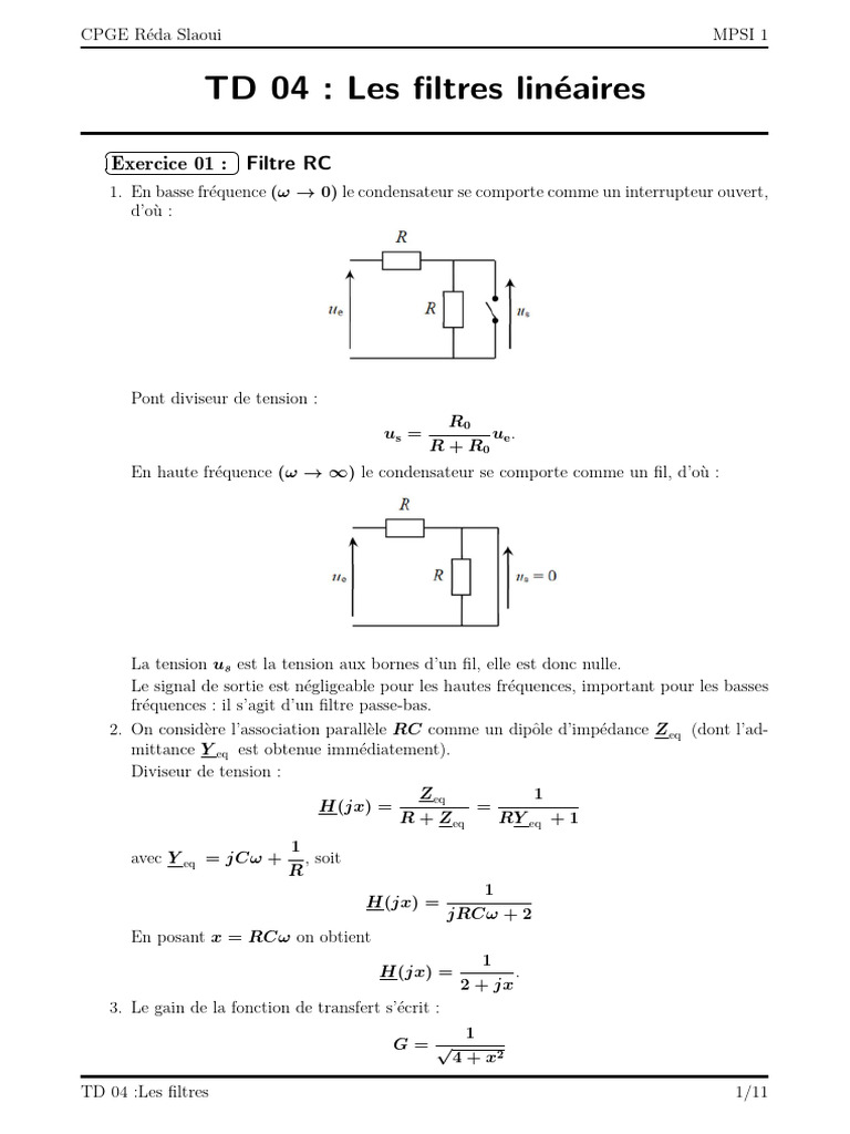 Correction TD Filtres | PDF