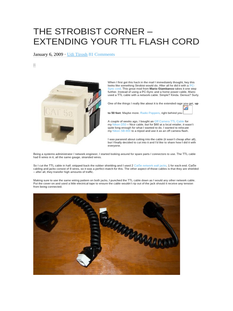 The Strobist Corner | PDF | Wire | Flash (Photography)