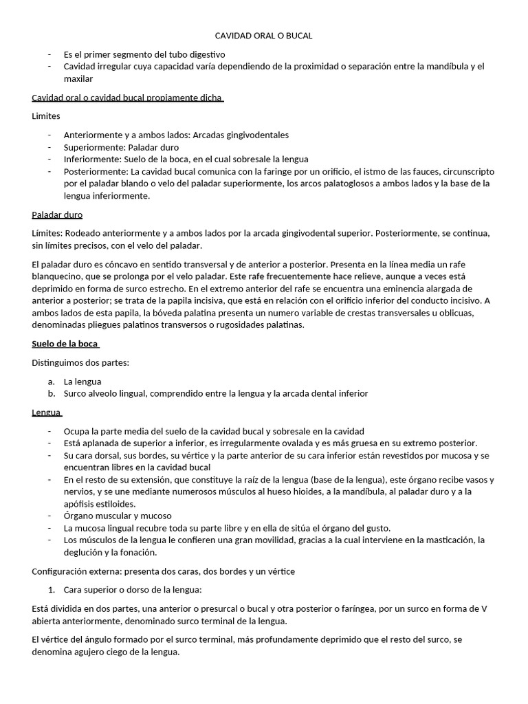 Cavidad Oral o Bucal | PDF | Travel | Language Arts & Discipline