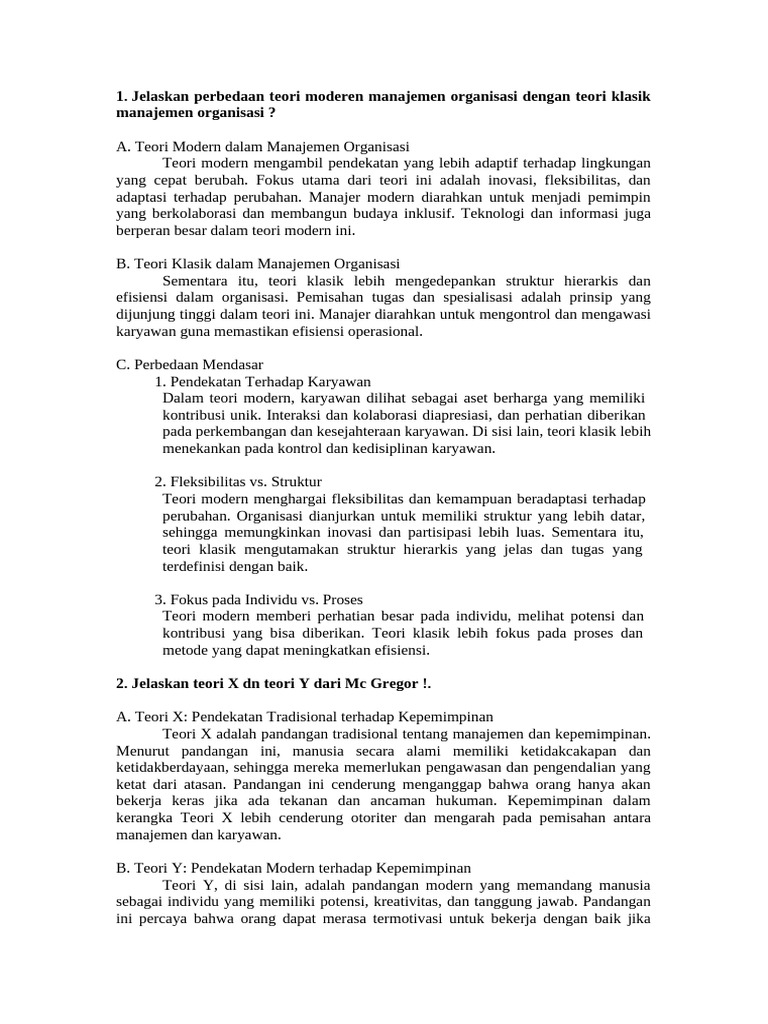 Tugas Pertemuan 4 Manajemen Dan Organisasi (Semester Pendek) | PDF