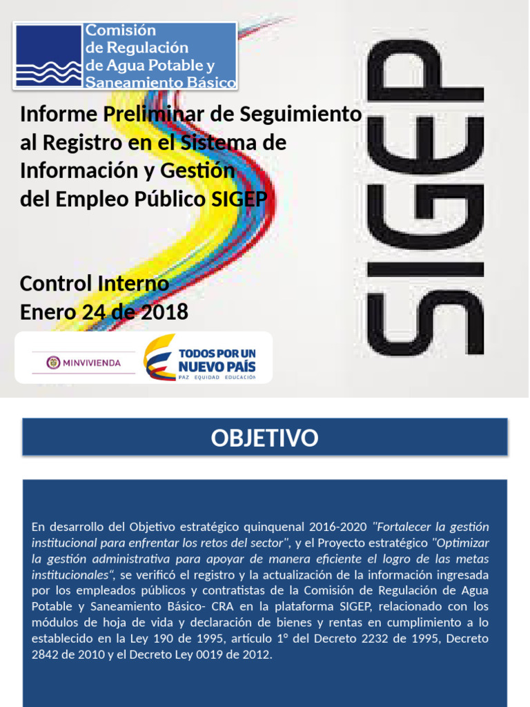 Informe Definitivo de Seguimiento Al SIGEP A 30 de Septiembre de 2017 | PDF