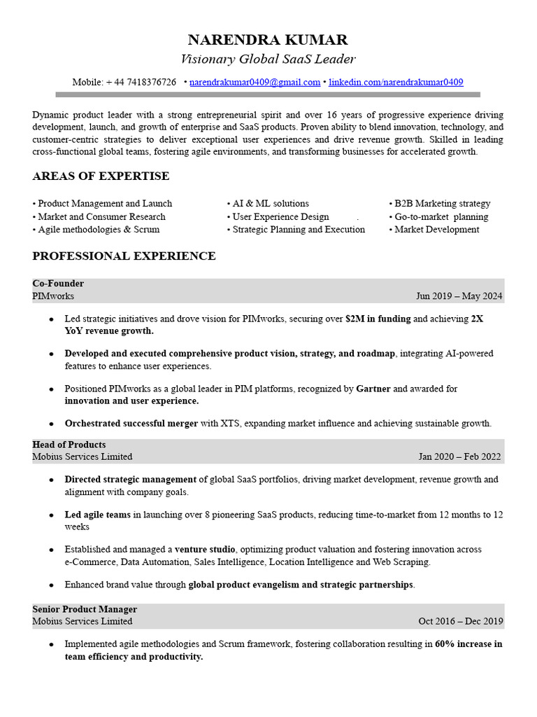 CV - Narendra Kumar | PDF