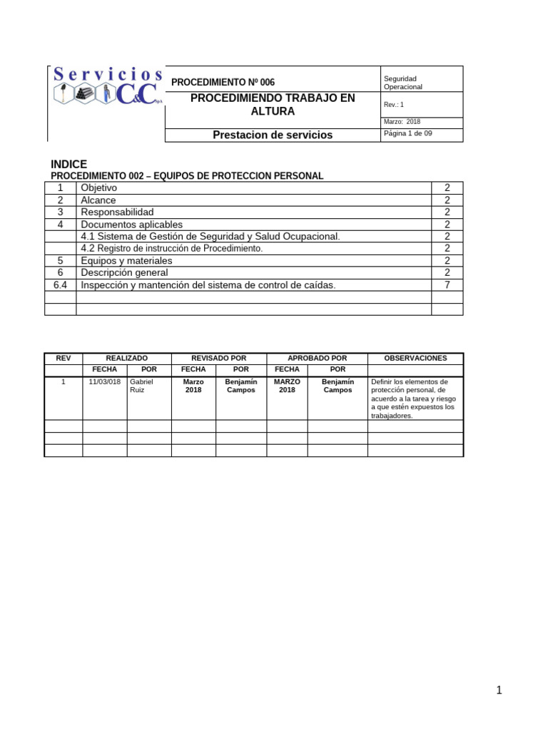 06 P.T.S Trabajo en Altura | PDF