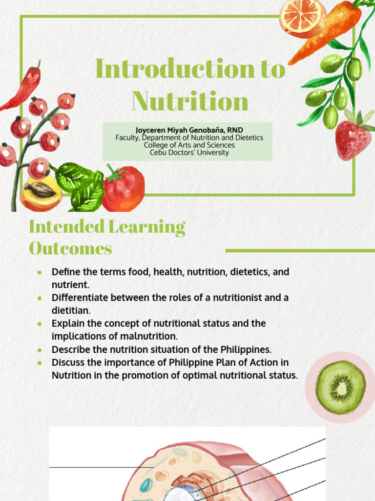 Unit 1. Intro To Nutrition | PDF