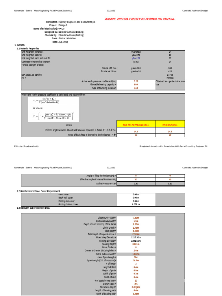 Counterfort Abutment and Wingwall (Edited Final For Print) | PDF ...
