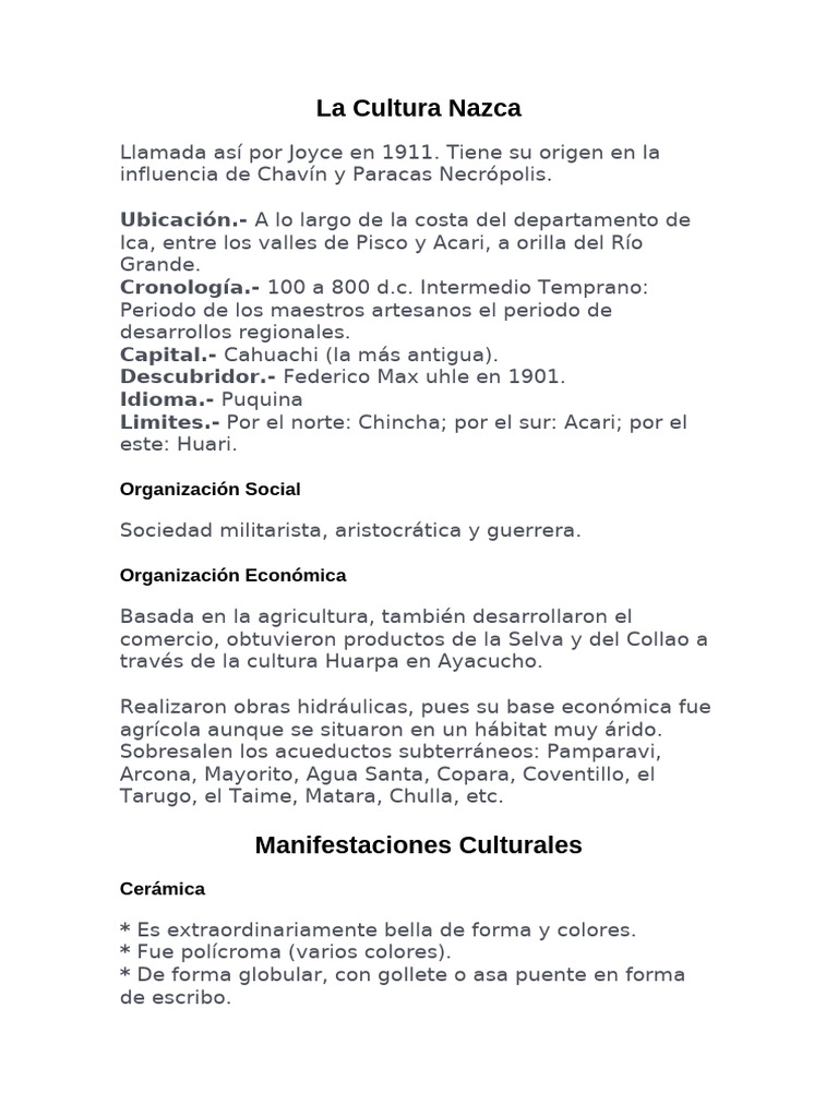 La Cultura Nazca | PDF
