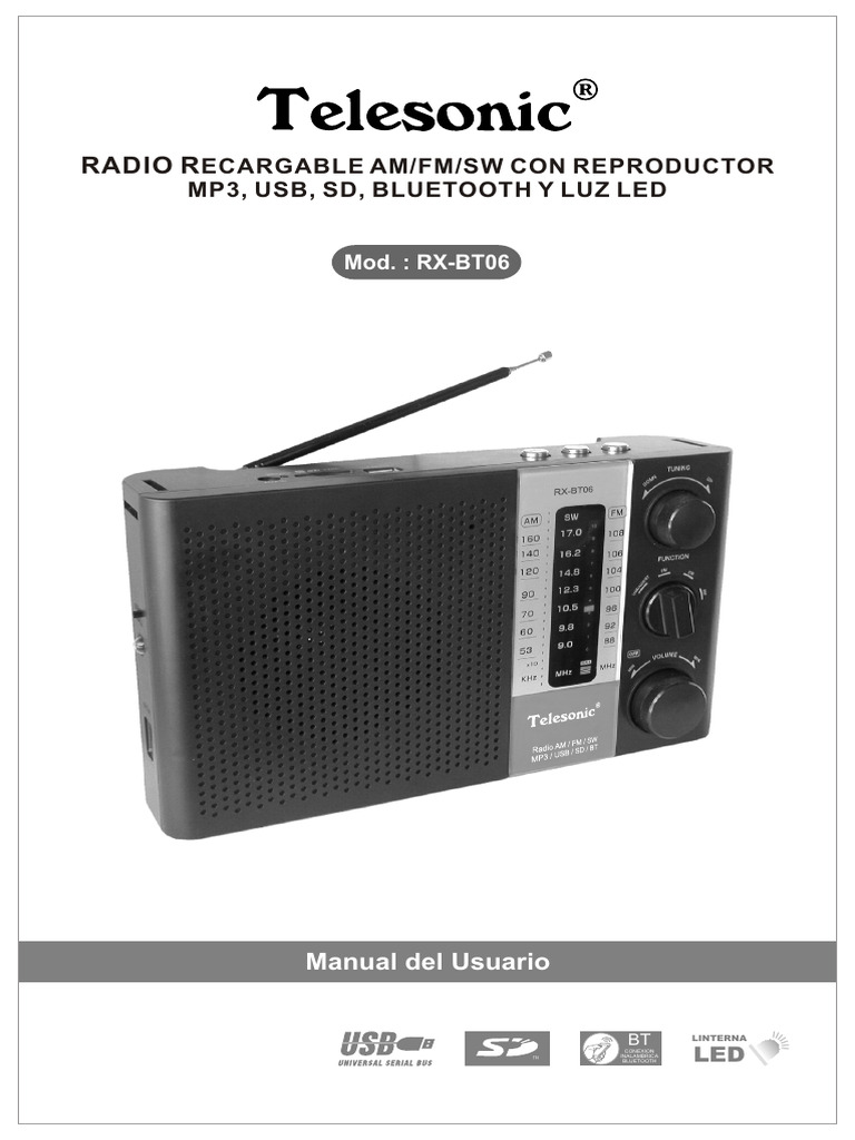 Manual Radio Telesonic RX-BT06 | PDF