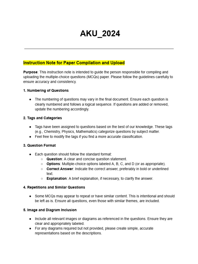 Final AKU Question Keys | PDF