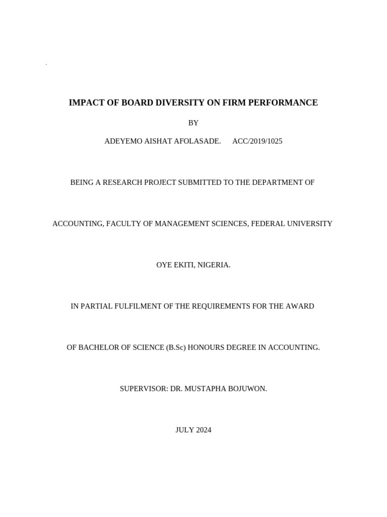 Impact of Board Diversity On Firm Performance | PDF | Data Analysis ...
