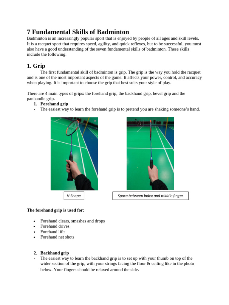 7 Fundamental Skills of Badminton | PDF | History