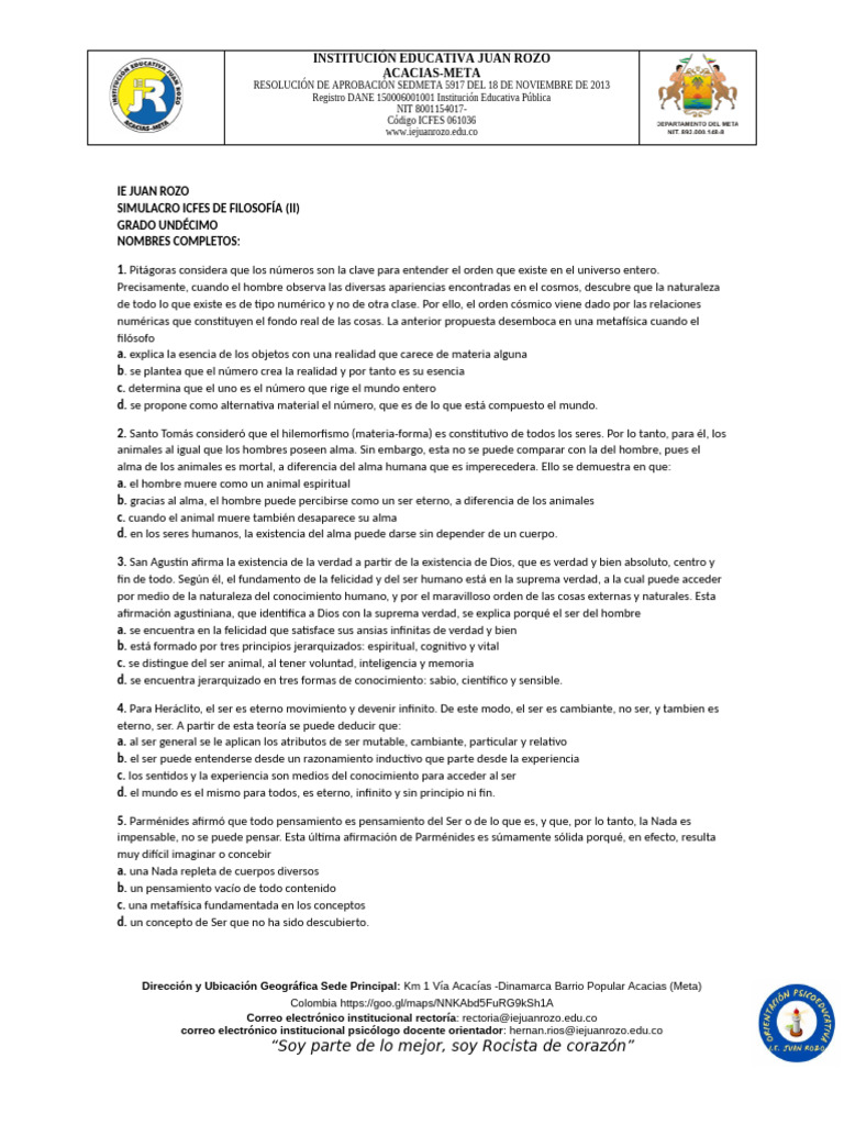 Simulacro Icfes Parte Ii - Undécimo 2024 | PDF