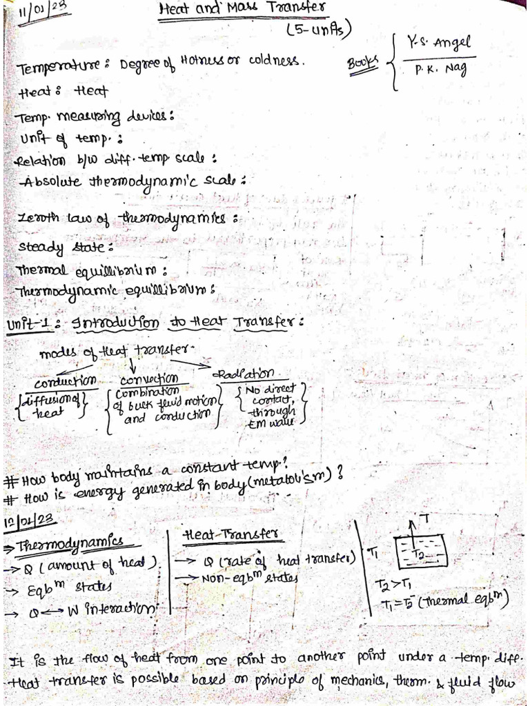 Heat and Mass Transfer Notes | PDF