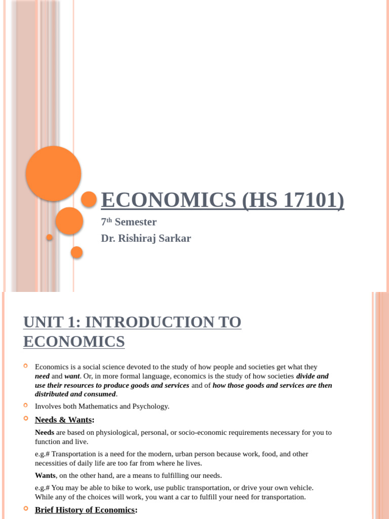 Economics Unit 1-1 | PDF