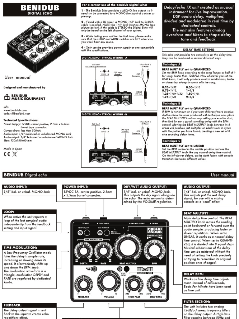 Benidub Digital Echo 2021 User Manual | PDF