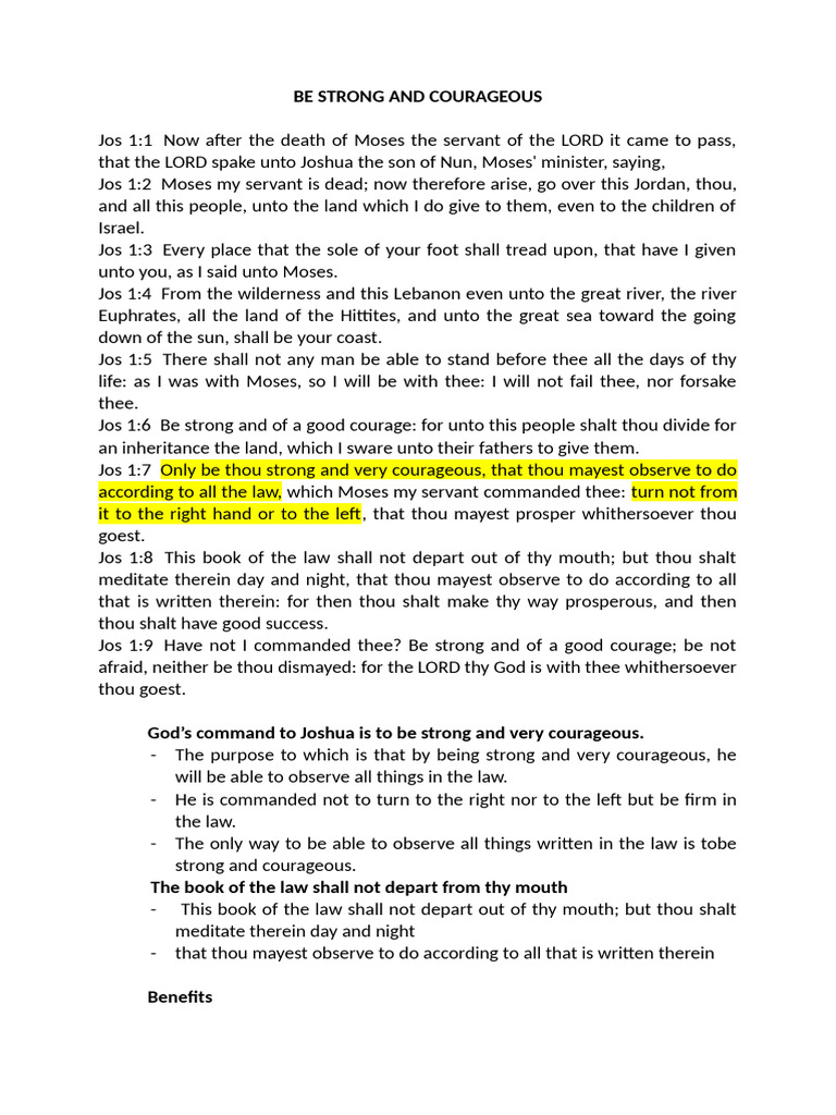 Be Strong and Courageous | PDF