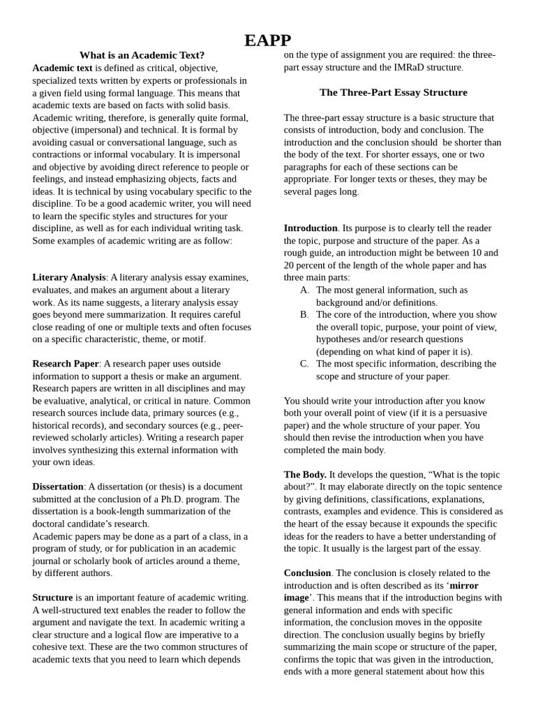 Academic Text Structures | PDF