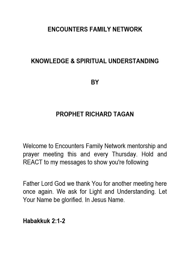 Knowledge and Spiritual Understanding by Prophet Richard | PDF