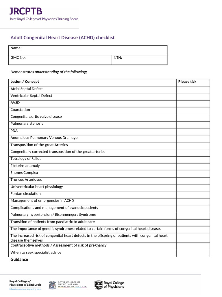 ACHD checklist | PDF
