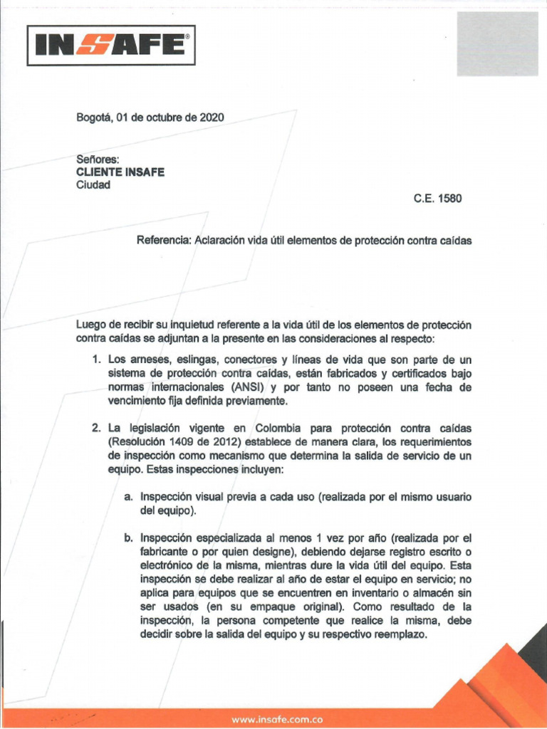 Vida Util Equipos INSAFE | PDF