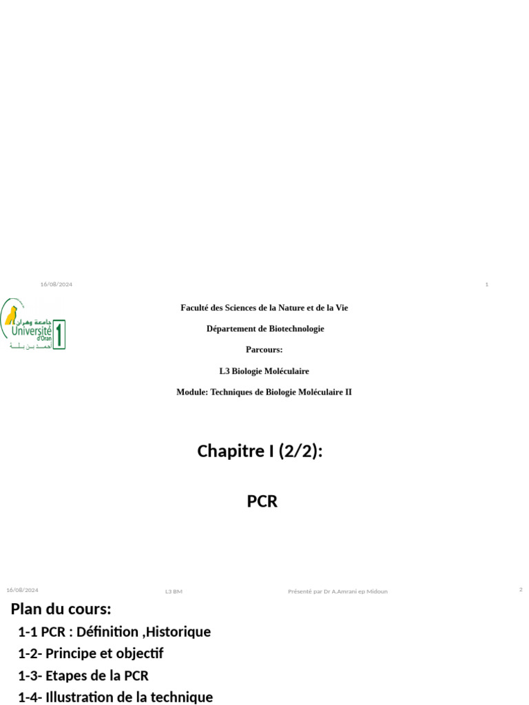 Cours 2 PCR | PDF