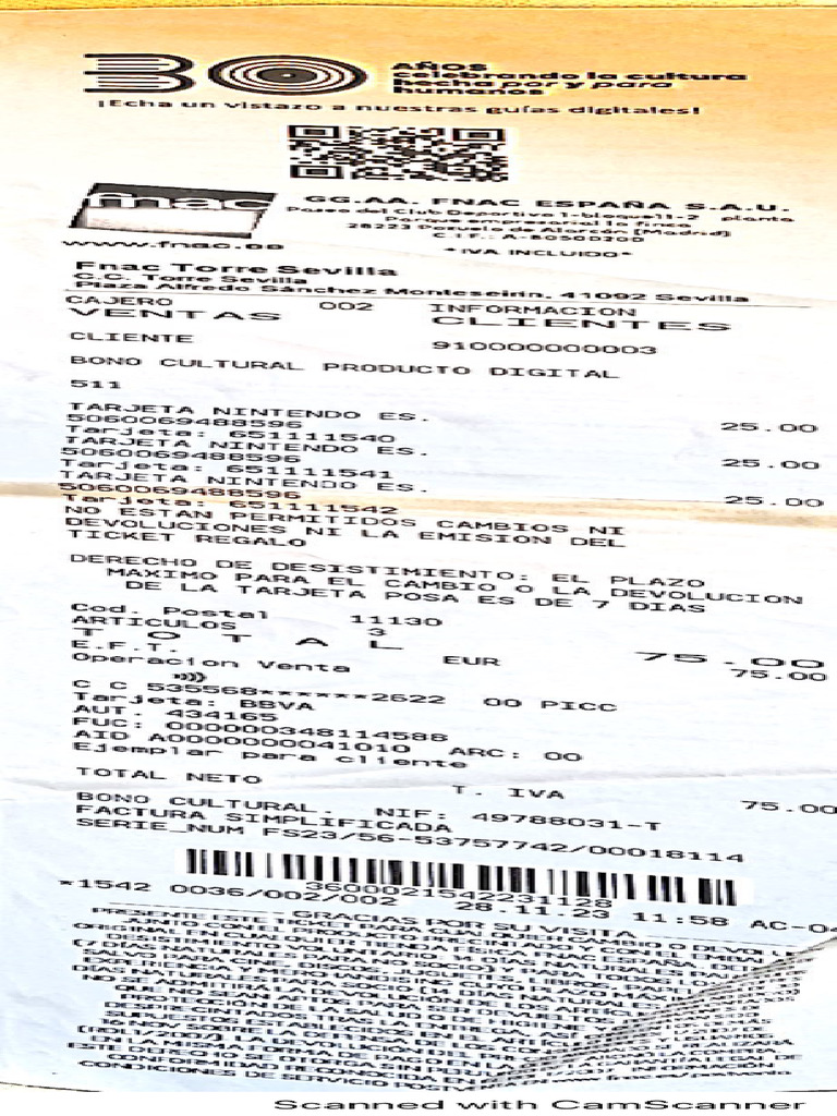 Ticket Tarjeta Nintendo Bono | PDF