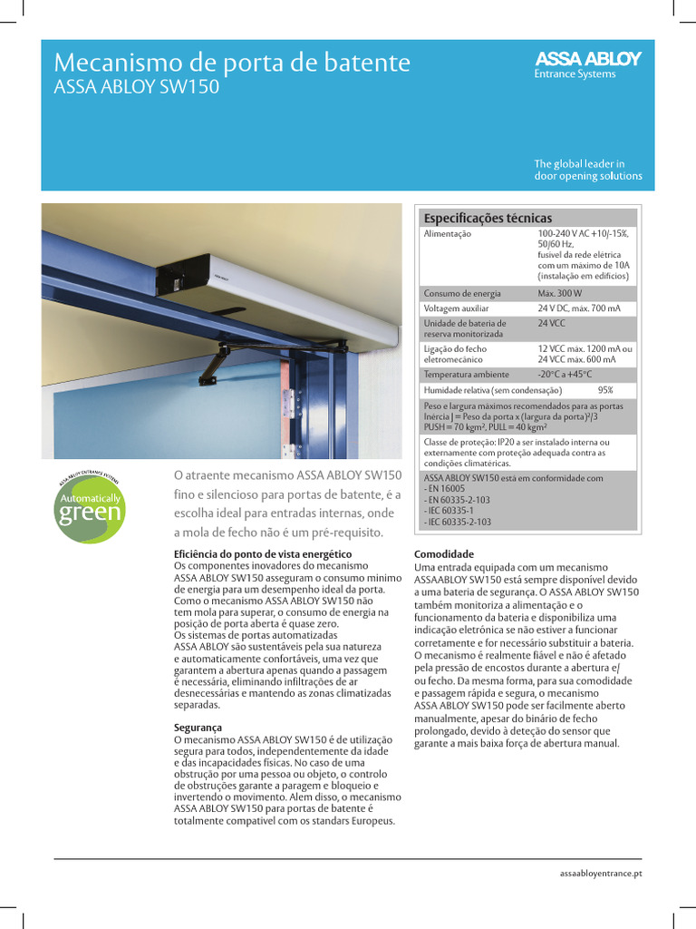 Product Leaflet - ASSA ABLOY - SW150 - PT | PDF