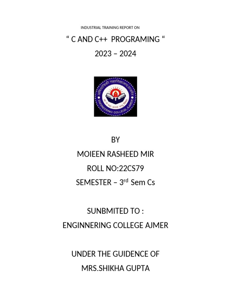 C and C++ Programming Training Report | PDF | Data Type | Computers