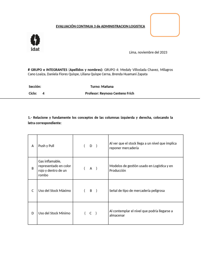 EC3 Administracion Logística - GRUPO 4 | PDF