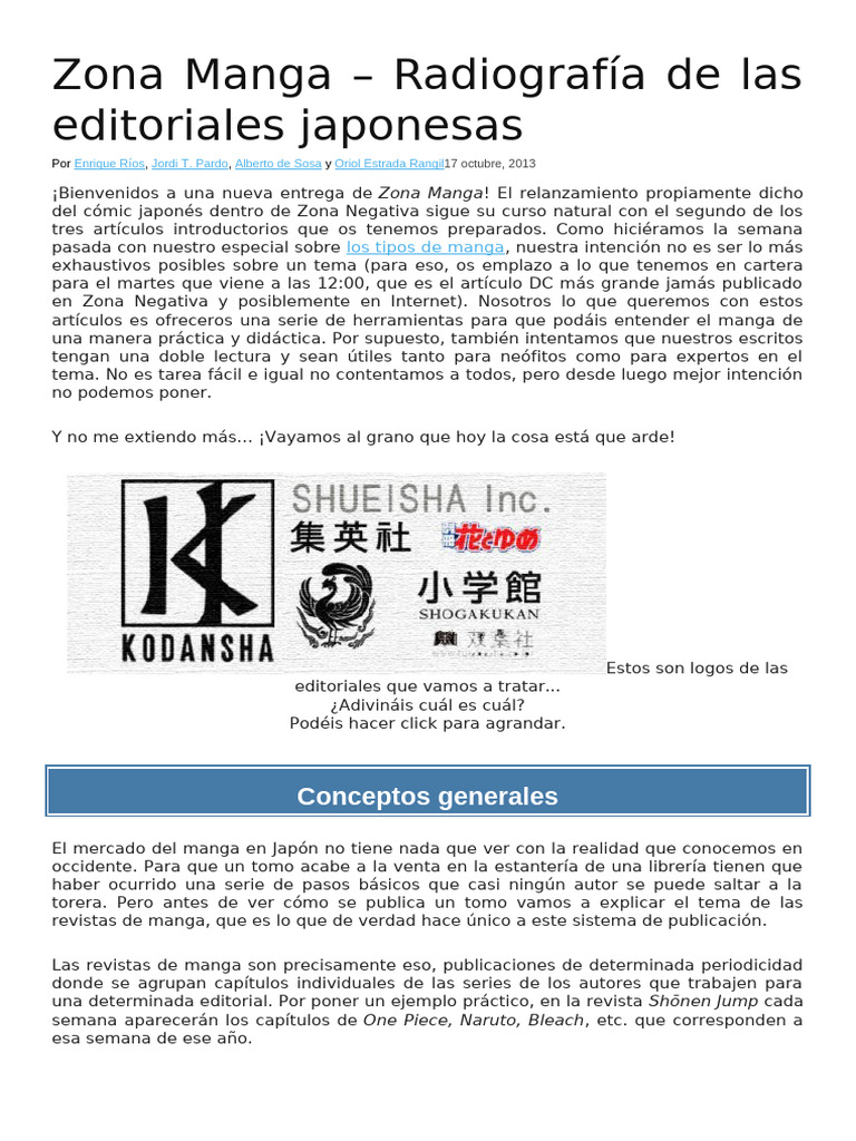 Zona Manga Radiografia de Las Editoriales Japonesas | PDF