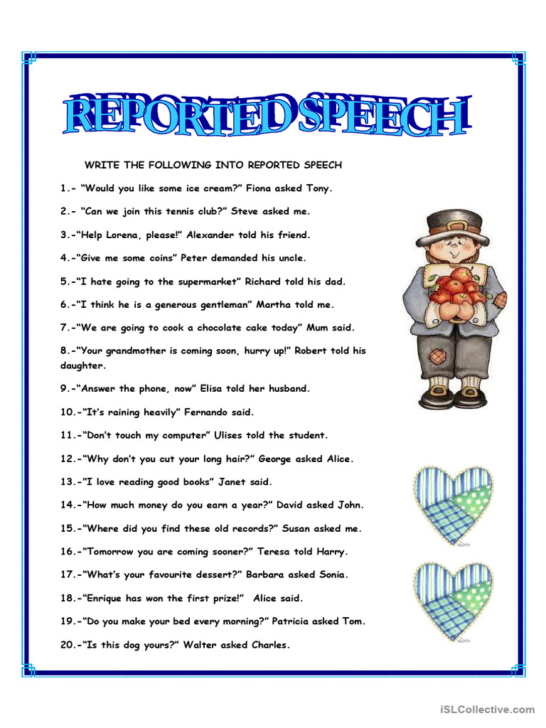 REPORTED SPEECH Activity | PDF
