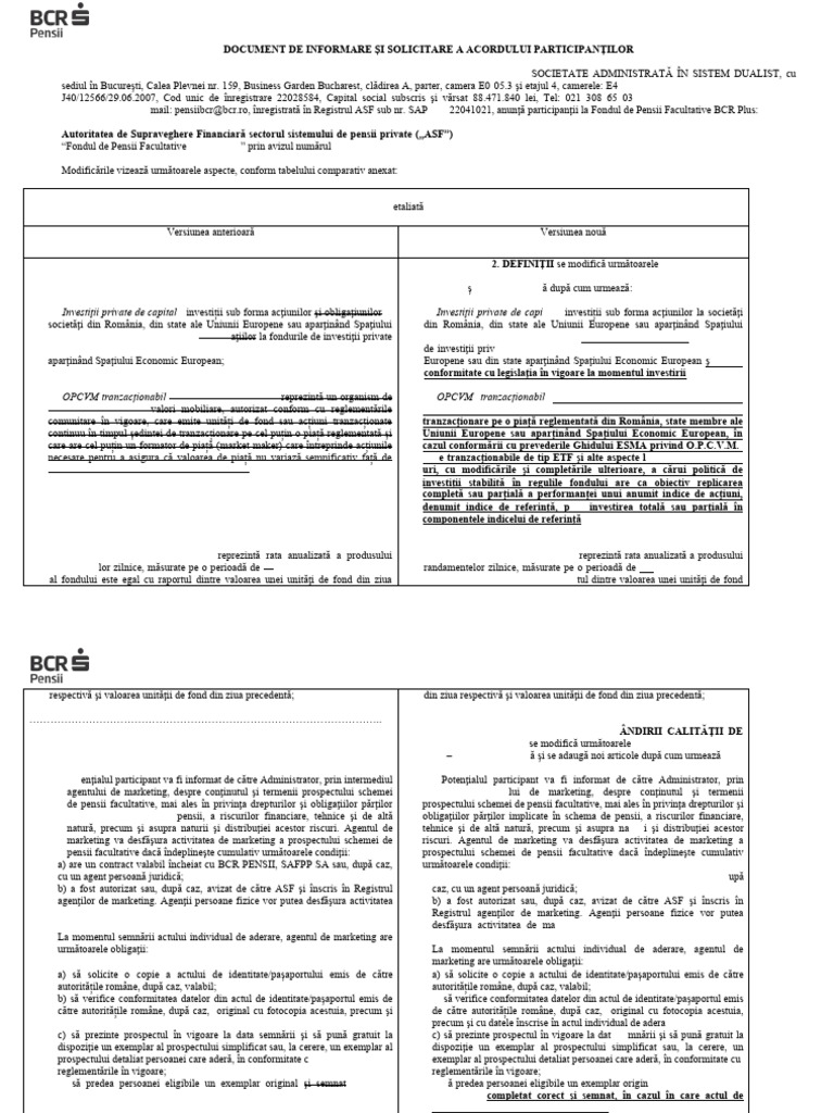 Document de Informare Si Solicitare A Acordului Participantilor Privind ...